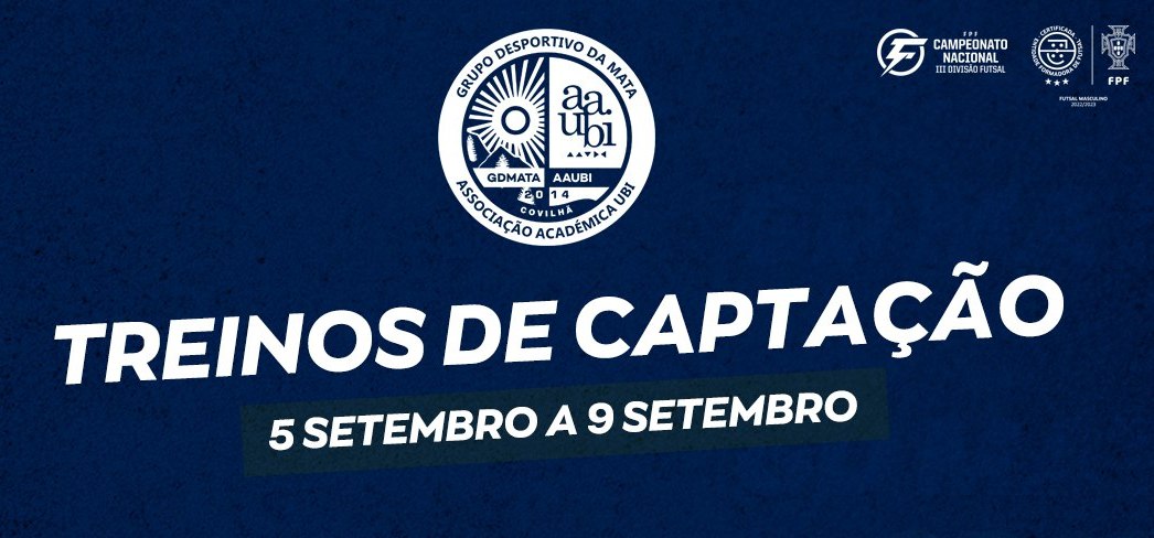 GD Mata/AAUBI: Treinos de captação começam segunda-feira